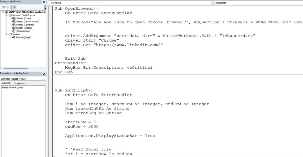 Automated LinkedIn Invitation and Messaging VBA Script Automated LinkedIn Invitation and Messaging VBA Script